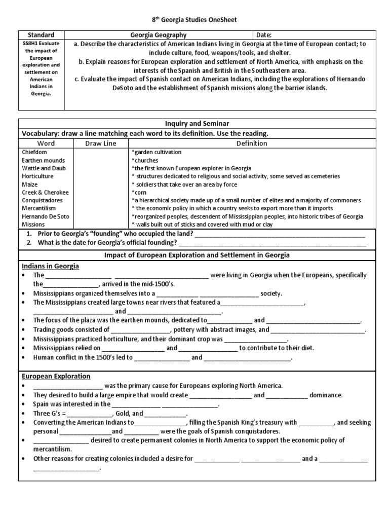 ss8h1 Indians and Exploration | PDF | Native Americans In The United ...