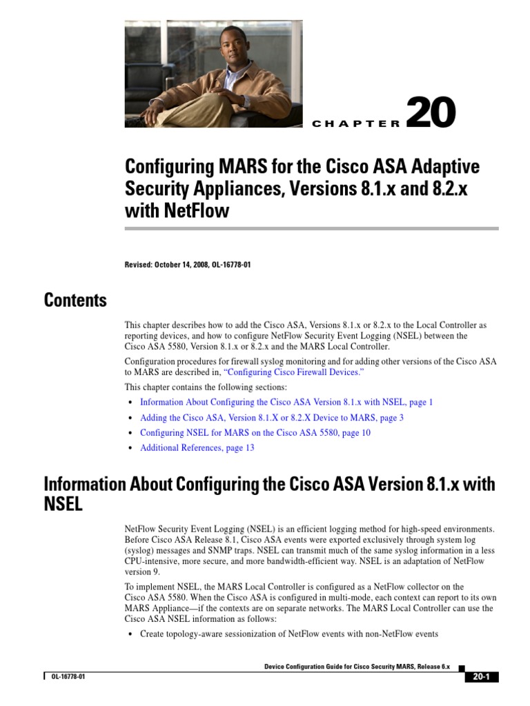 Configuring Mars For The Cisco Asa Adaptive Security Appliances, Versions 8.1.X and 8.2.X With ...