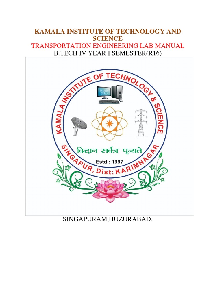 Transportation Engineering Lab Manual: Kamala Institute of Technology ...