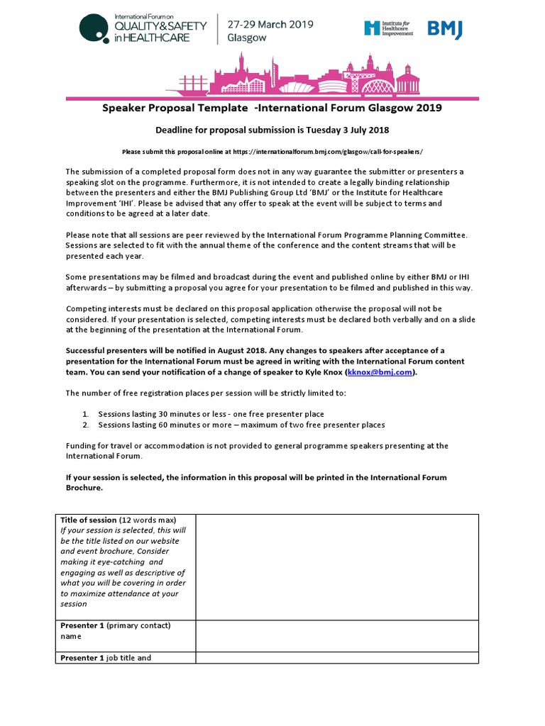 Call For Speakers Template Glasgow 1 | PDF | Health Care | Physician