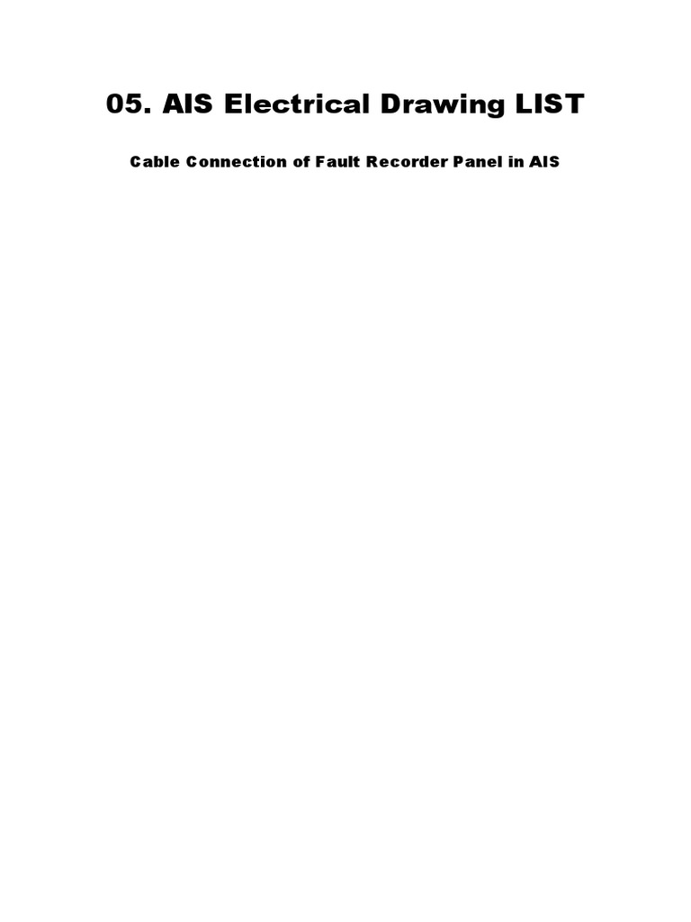 AIS Electrical Drawing LIST: Cable Connection of Fault Recorder Panel ...