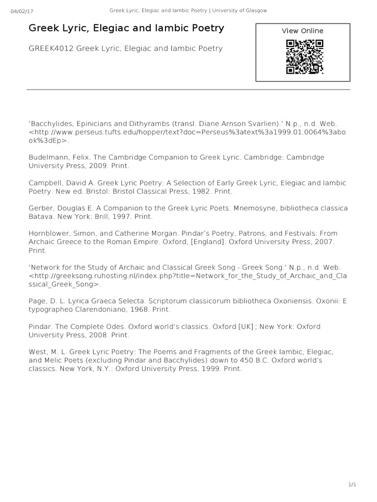 Greek Poetry Studies Guide | PDF