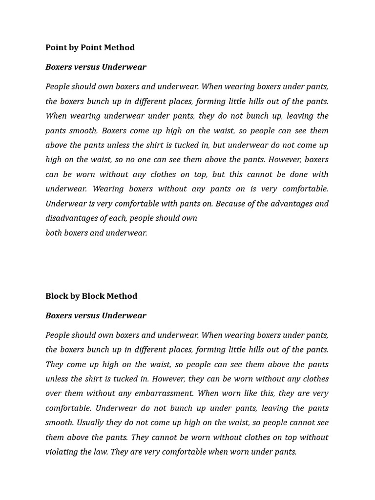 Writing - Point by Point Versus Block Method | PDF | Trousers ...
