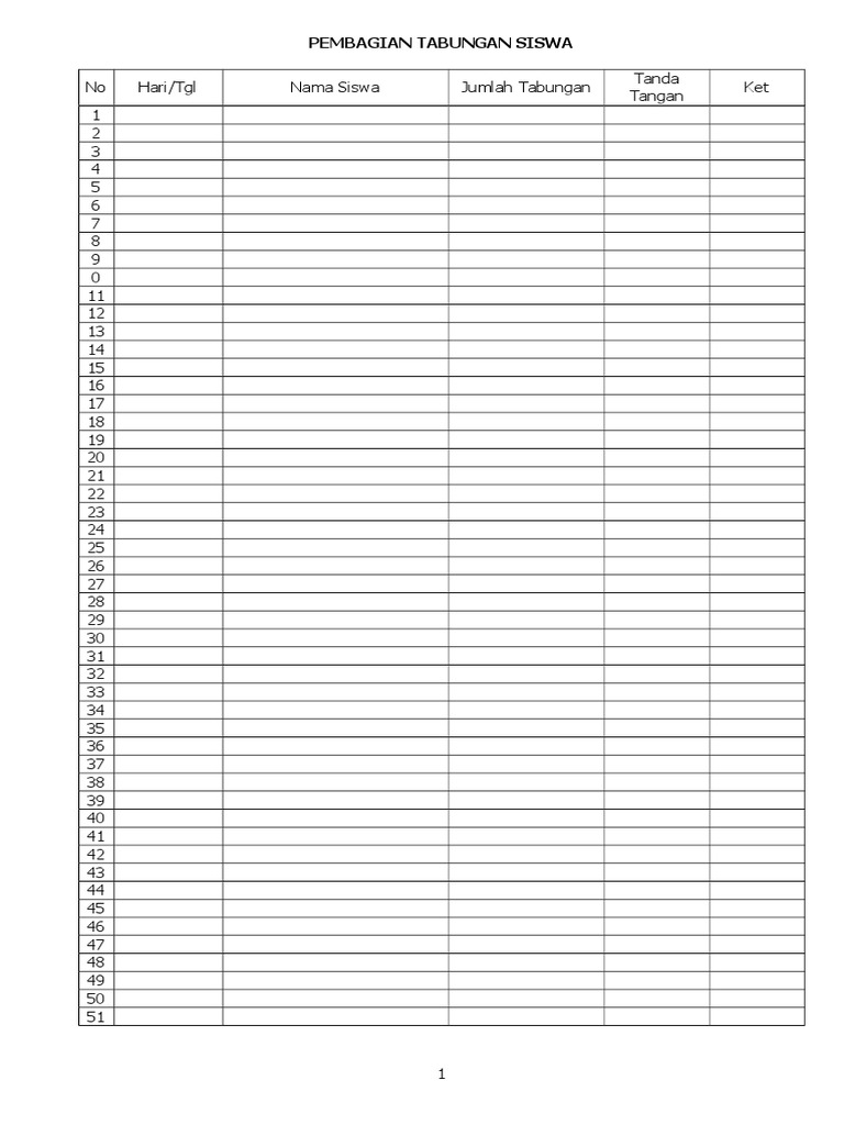 Contoh Format 52. PEMBAGIAN TABUNGAN SISWA Terbaru Tahun Pelajaran 2015 ...