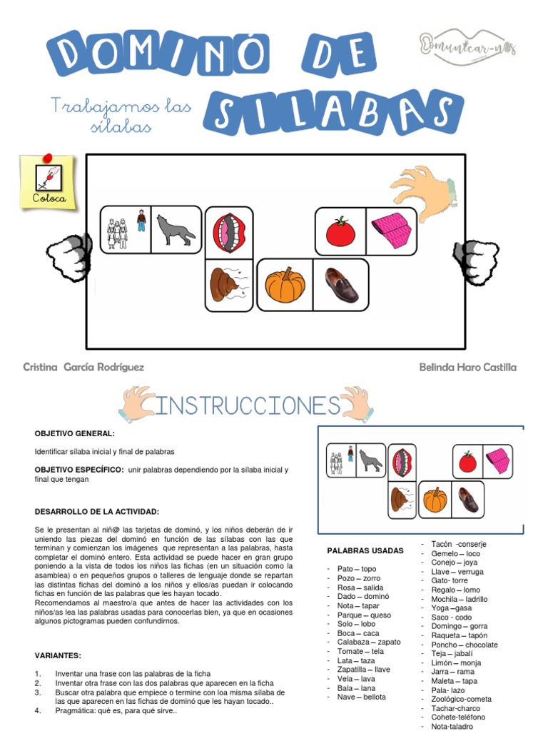 Dominó de Sílabas para Imprimir | PDF