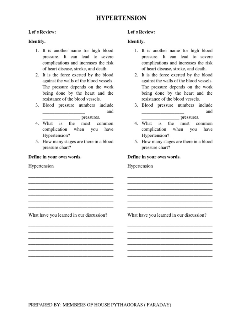 Hypertension: Let's Review: Identify. Let's Review: Identify | PDF ...