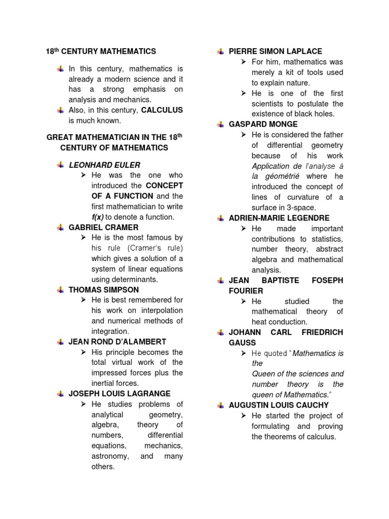 18th Century Mathematics | PDF | Number Theory | Teaching Mathematics