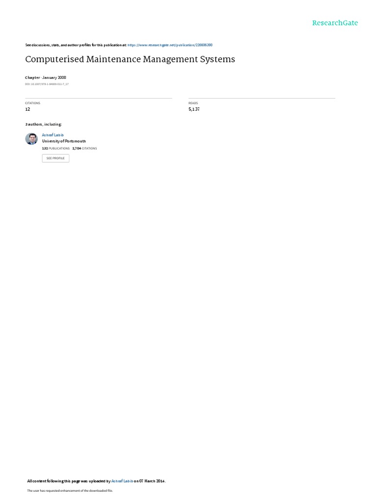 Computerised Maintenance Management Systems | PDF | Enterprise Resource ...