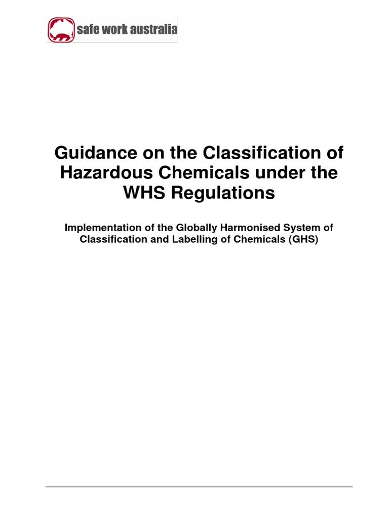 Guidance On The Classification of Hazardous Chemicals Under The WHS ...