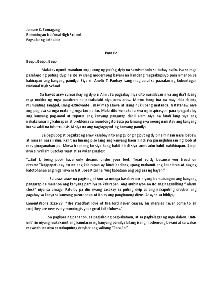 Pagsulat NG Lathalain - Jemare C. Sumagang | PDF