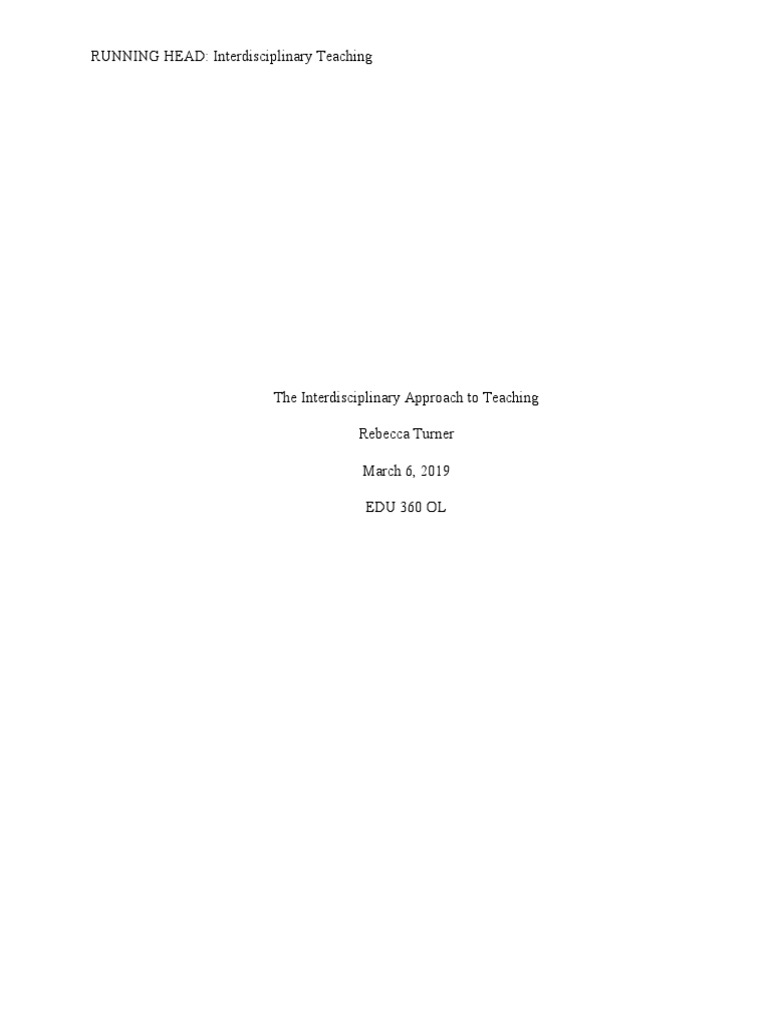 Interdisciplinary Project 2 Pdf Interdisciplinarity Teachers