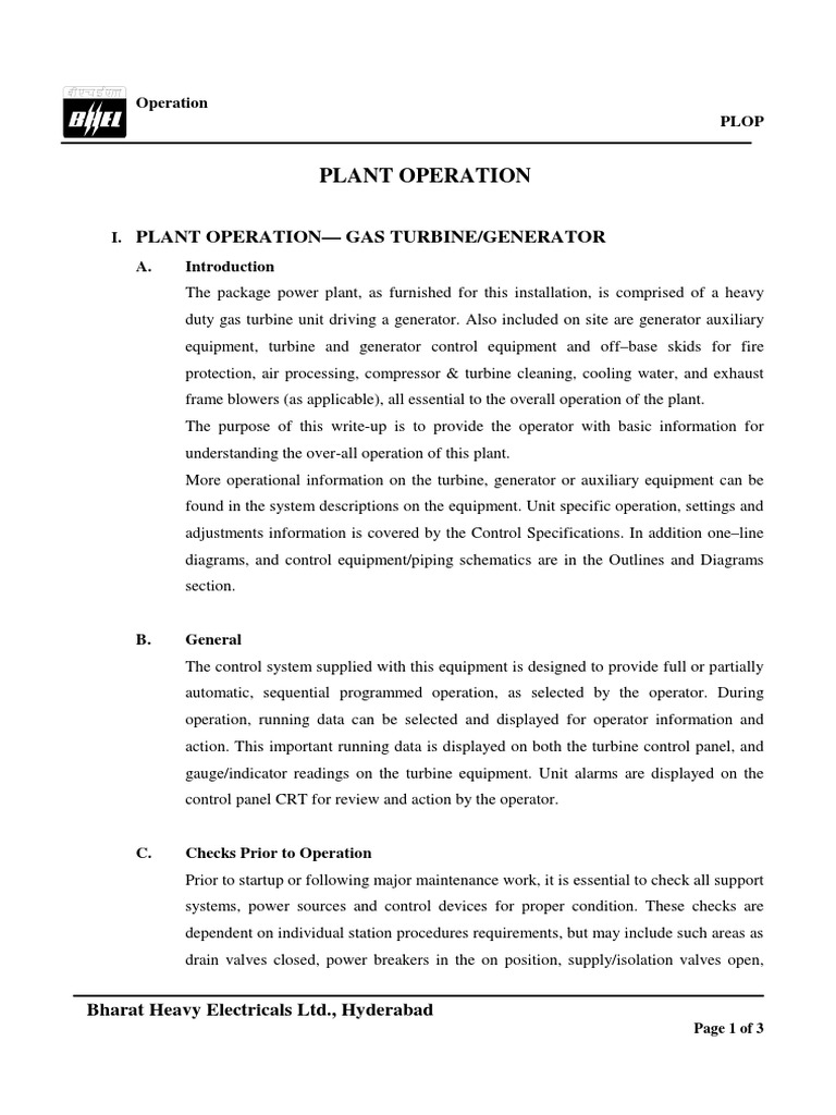 Overview of the Automatic Startup, Operation, and Shutdown Procedures ...