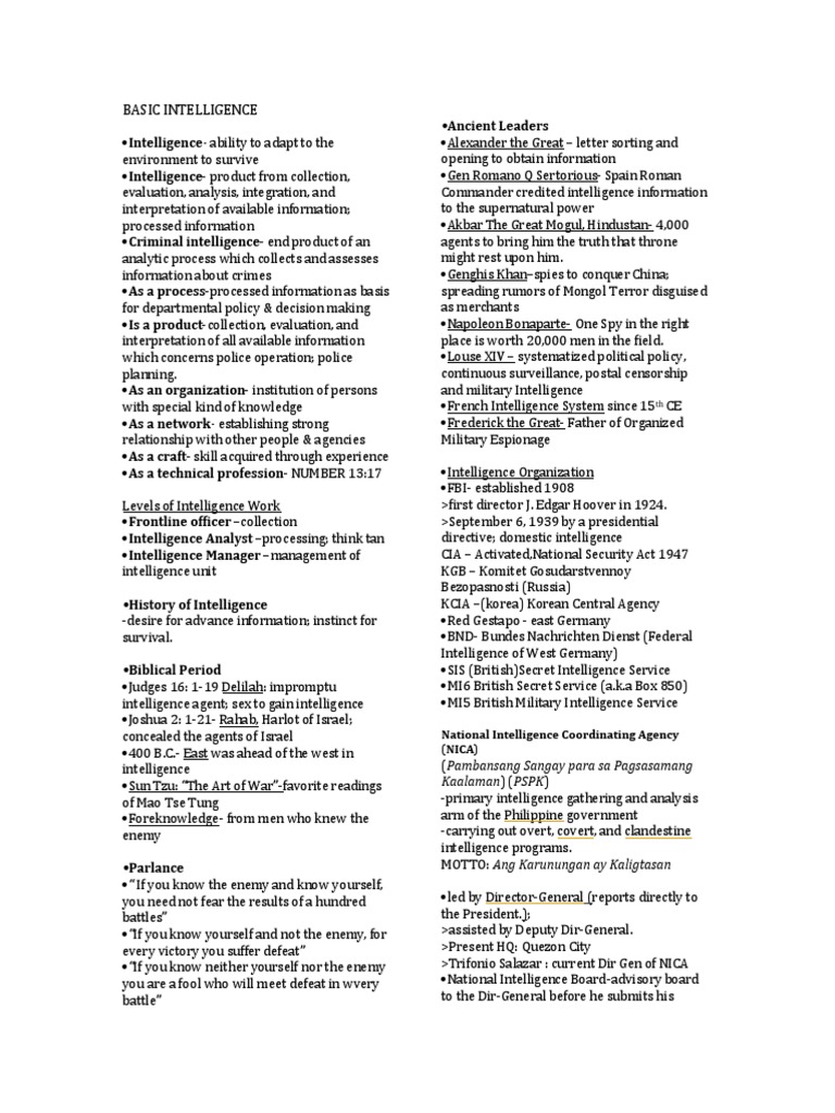 Basic Intelligence | PDF | Signals Intelligence | Espionage