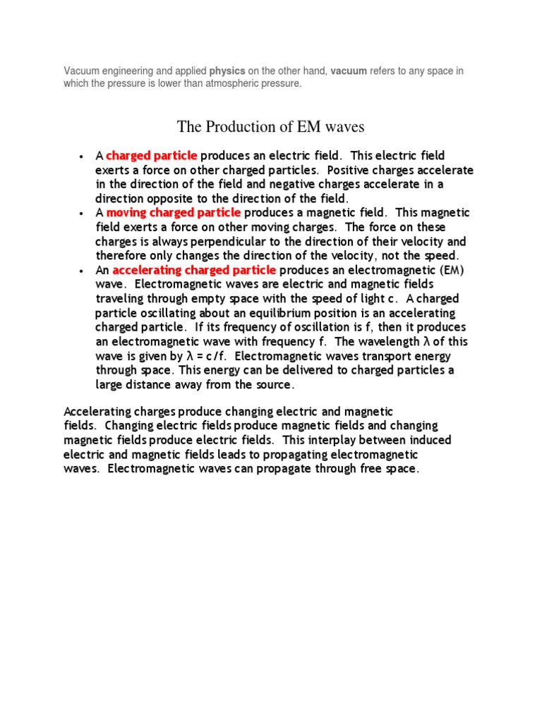 The Production of EM Waves: Charged Particle | PDF | Waves | Speed Of Light