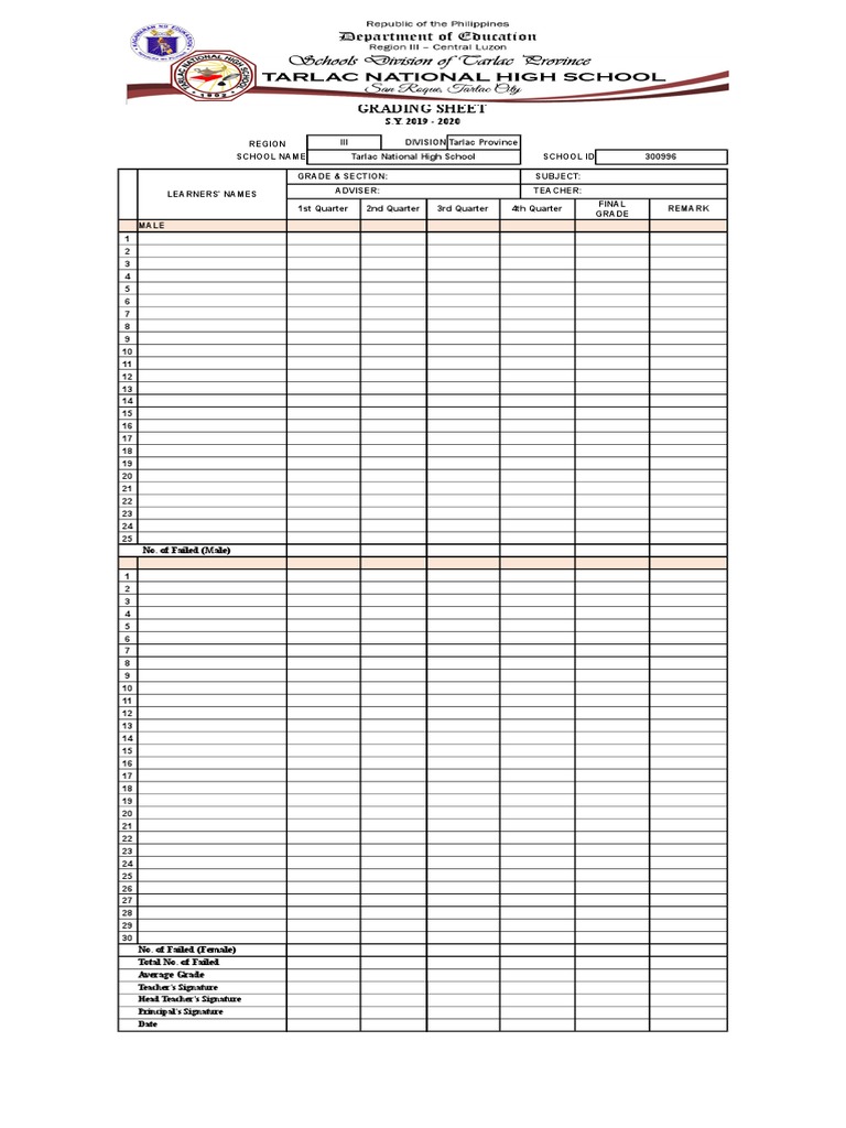 Grading Sheets Template 1 | PDF