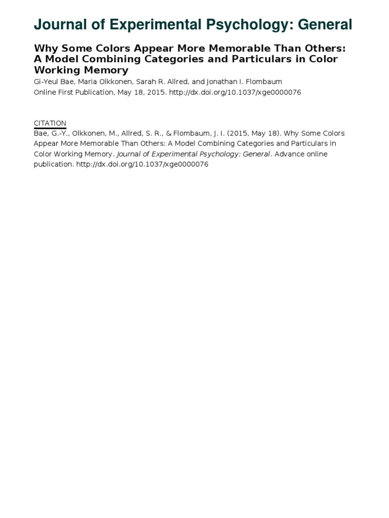 Journal of Experimental Psychology: General | PDF | Perception ...