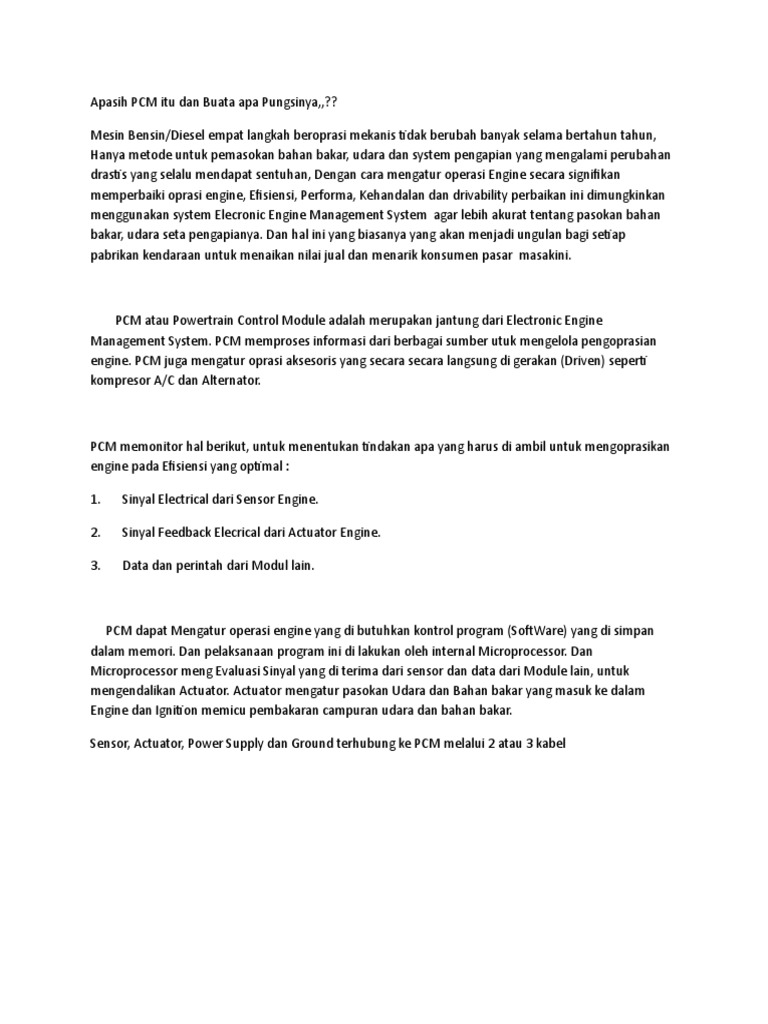 PCM (Powertrain Control Modul) | PDF
