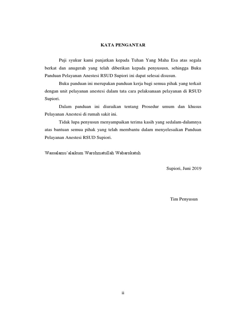 Kata Pengantar Dan Daftar Isi Panduan Anestesi | PDF | Teknologi ...