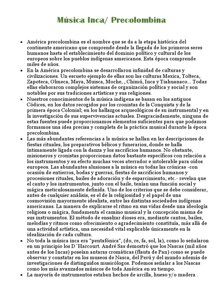 Música Inca | PDF | Era precolombina | Imperio Inca
