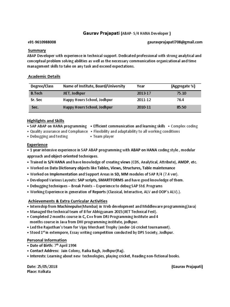 Gaurav Resume | PDF | Object Oriented Programming | Computer Programming
