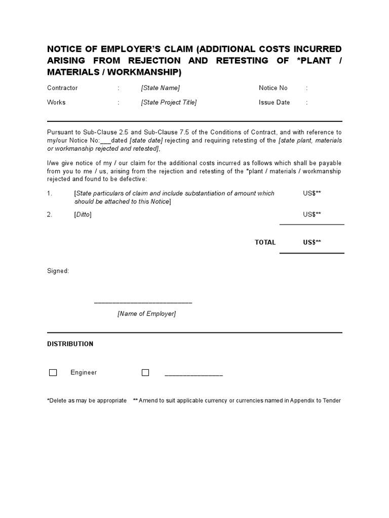 Employer's Claim Notice Template | PDF | Virtue | Social Institutions