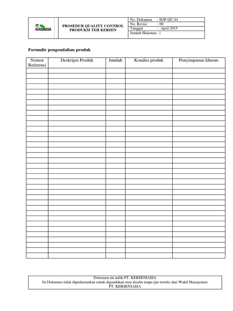 Formulir Qc Pdf