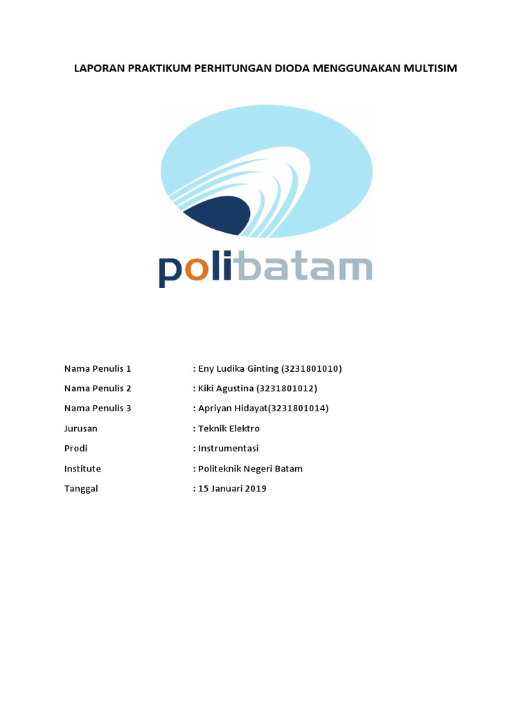 Laporan Praktikum Perhitungan Dioda Menggunakan Multisim | PDF
