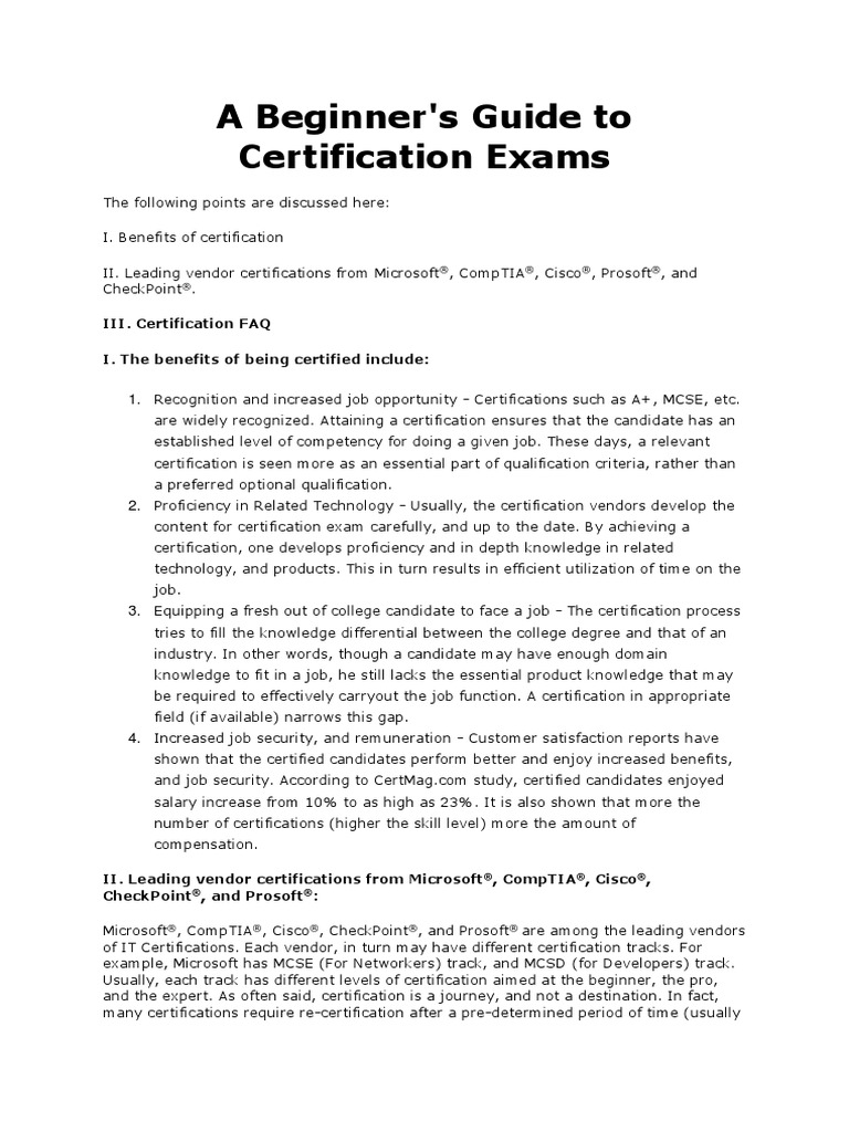 A Beginner Guide Why Certification | PDF | Microsoft Certified ...