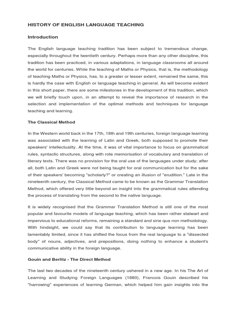 Evolution of English Language Teaching | PDF | Language Education ...