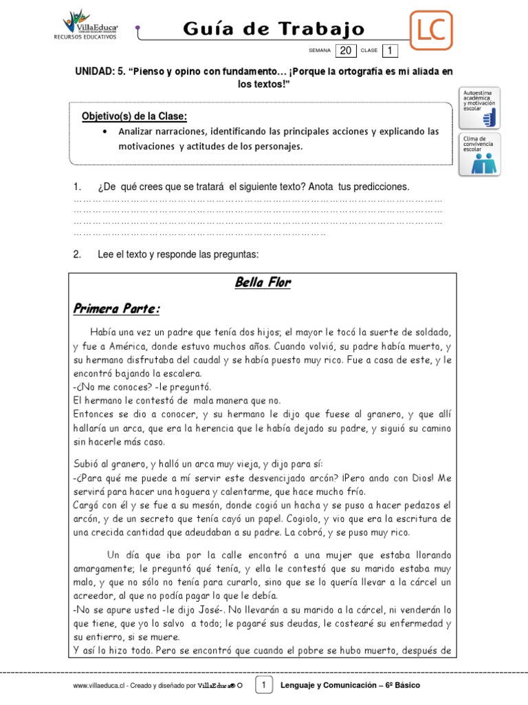 6basico - Guia Trabajo Lenguaje y Comunicacion - Semana 20 | PDF ...