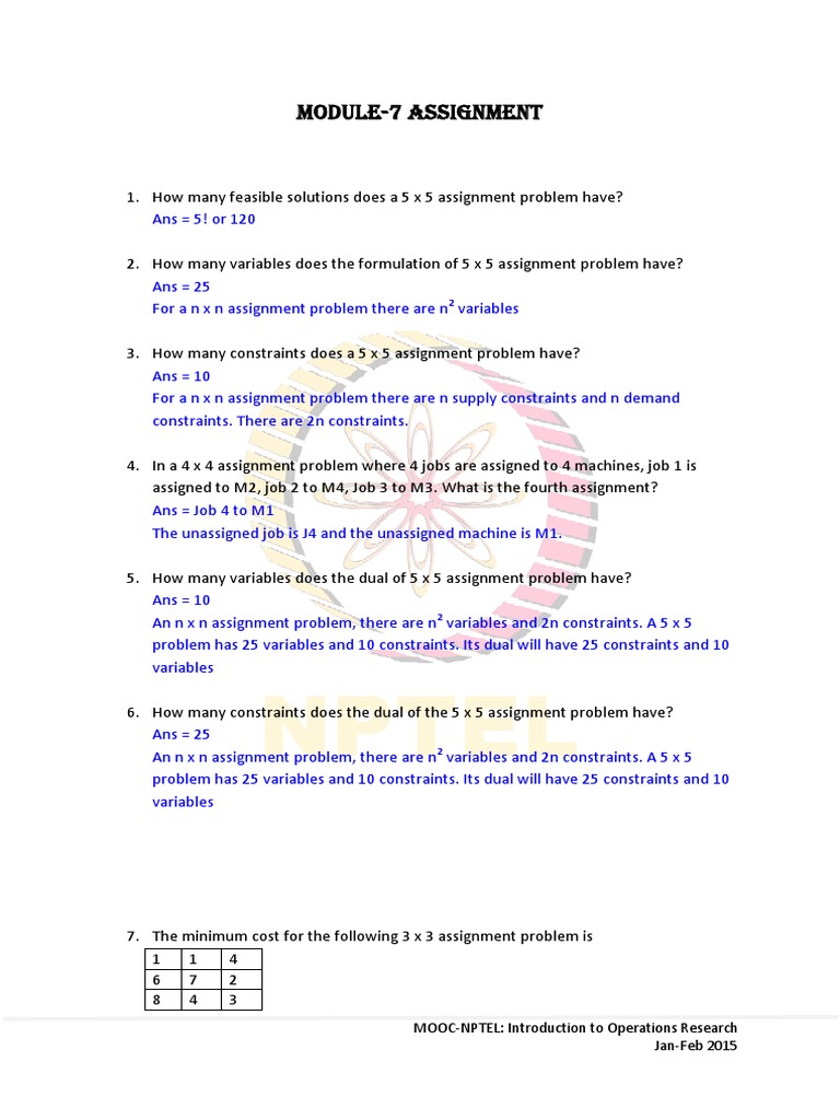 Assignment Nptel | PDF | Mathematical Optimization | Theoretical Computer Science