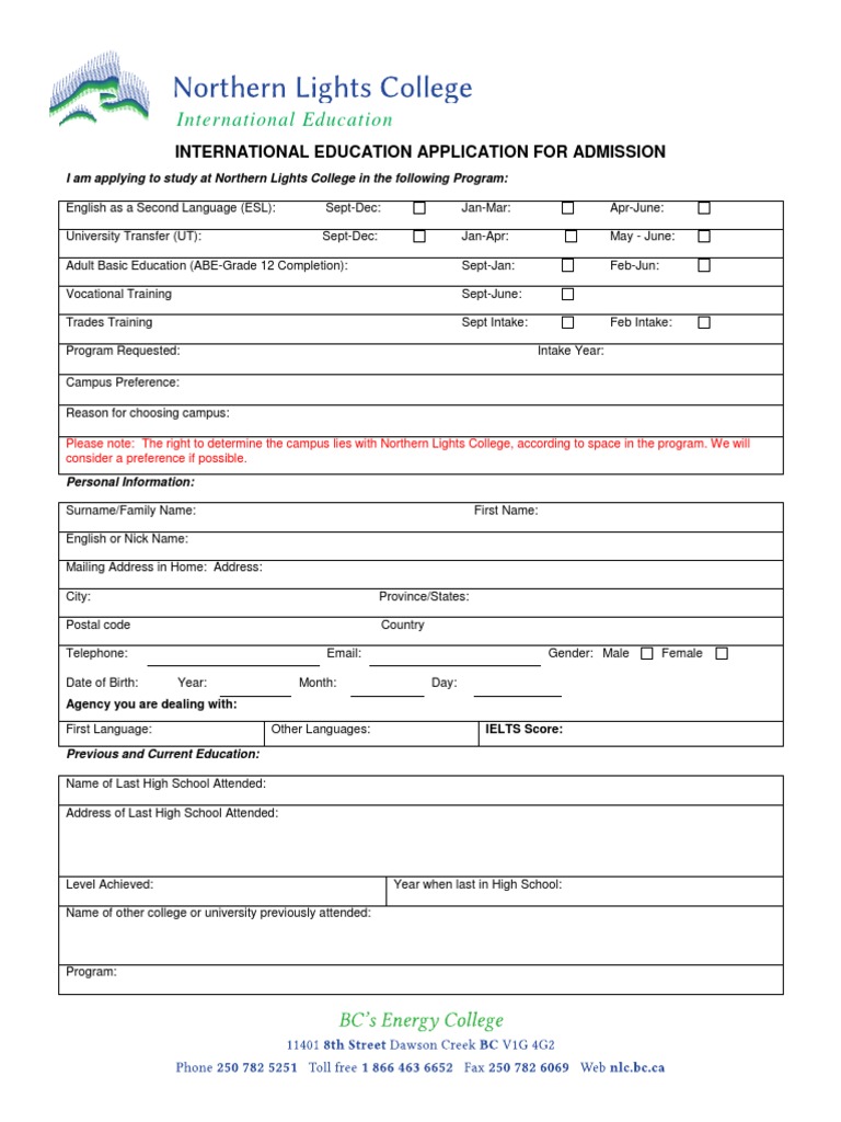1-NLC International Student Application-20190215 | PDF | University And ...