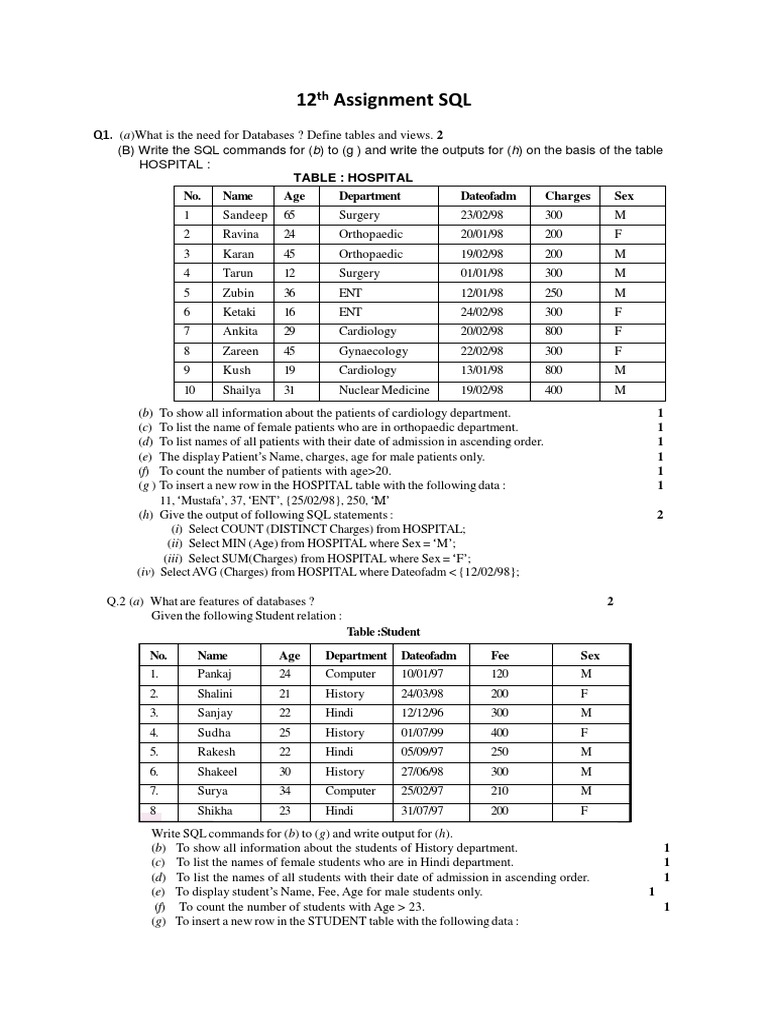 12 Assignment SQL | PDF | Sql | Data Management Software