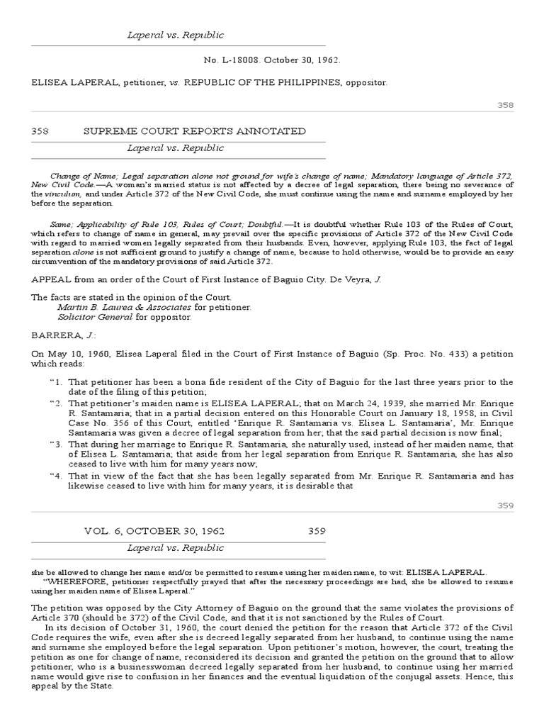 Laperal Vs Republic PDF | PDF | Liquidation | Wife