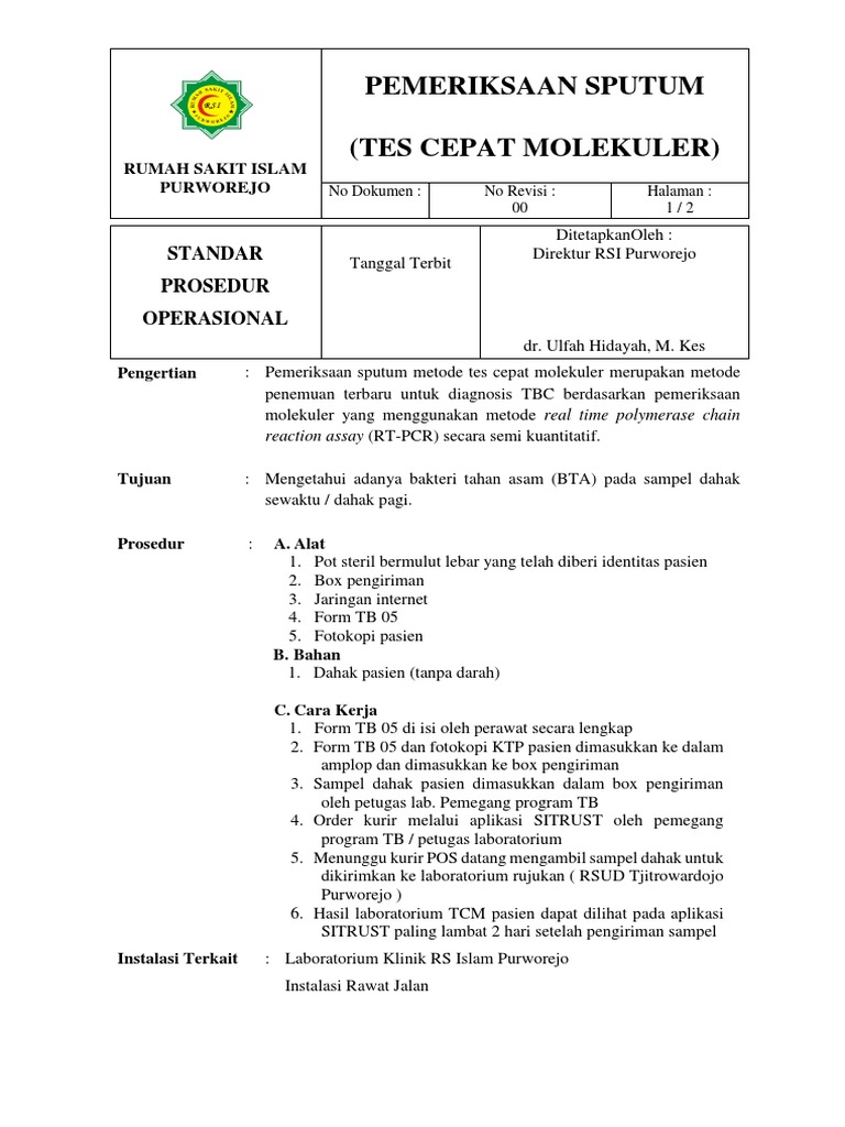 Spo Pemeriksaan Sputum (TCM) | PDF