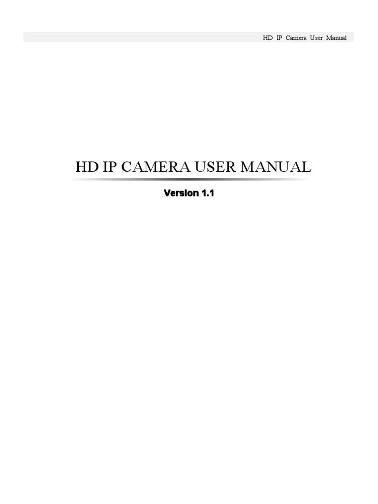 HD IP Camera User Manual - V1.1 | PDF | Ip Address | Port (Computer Networking)