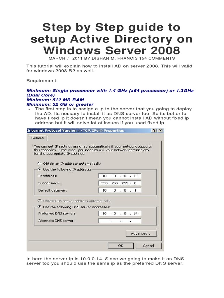 Step by Step Guide To Setup Active Directory On Windows Server 2008 ... Step by Step Guide To Setup Active Directory On Windows Server 2008 ...