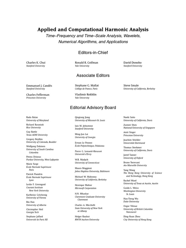 Applied and Computational Harmonic Analysis | PDF | Academic Institutions | Teaching Mathematics