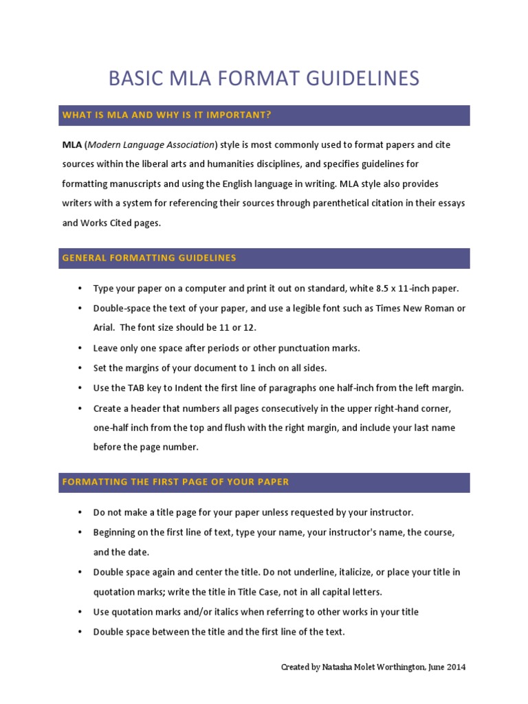 Basic MLA Format PDF | Download Free PDF | Citation | Graphic Design