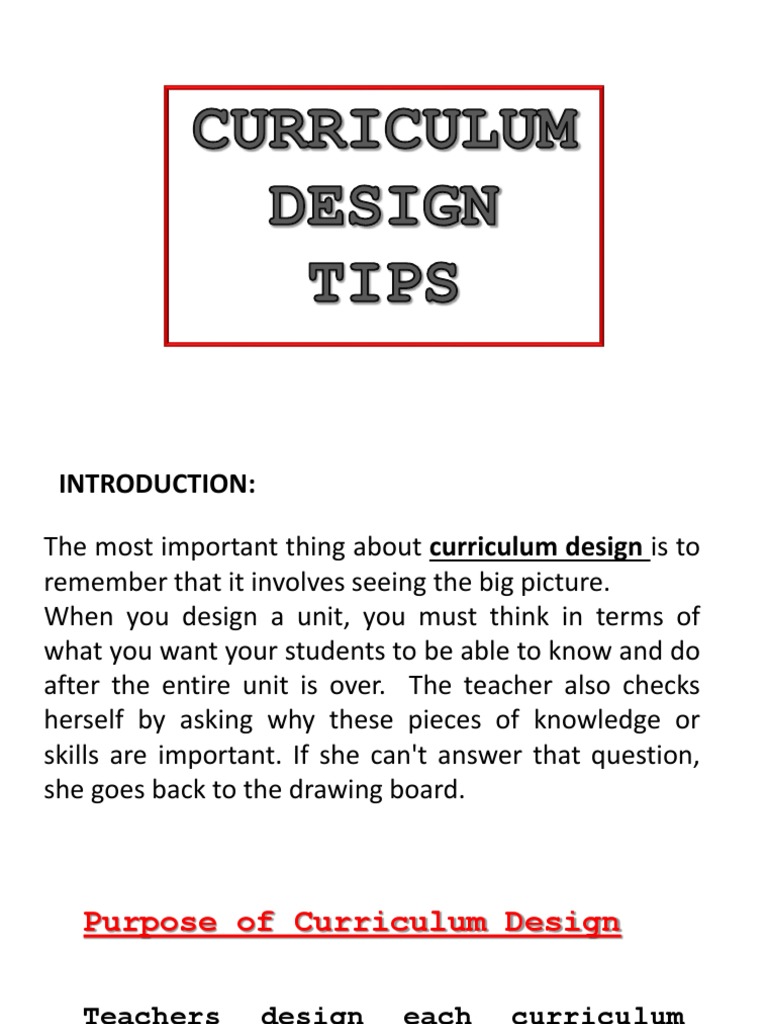 Curriculum Design Tips | PDF | Curriculum | Change