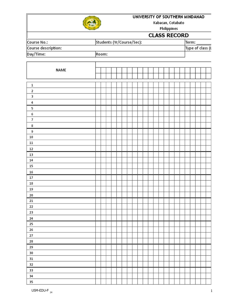 Class Record - Kim NEW | PDF | Academia