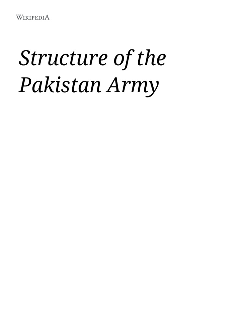 Structure of The Pakistan Army - Wikipedia PDF | PDF | Division ...