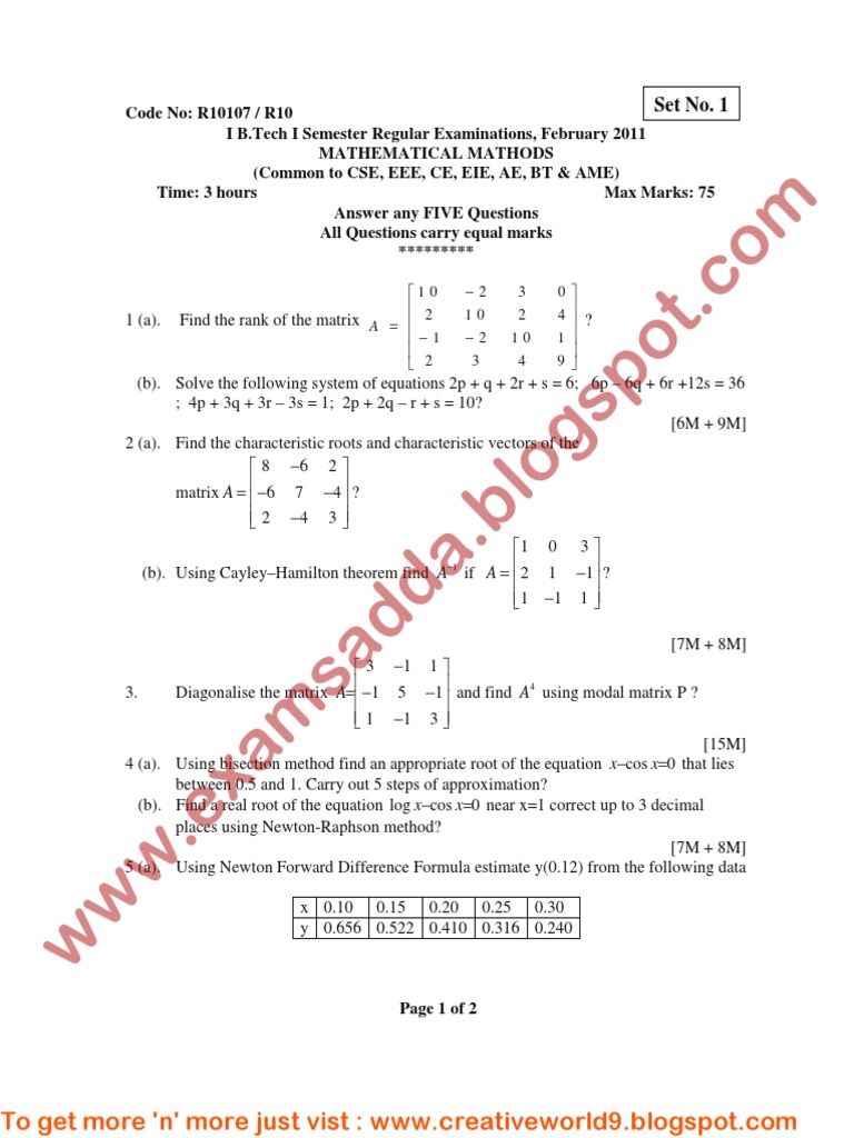 Mathematical Methods | PDF | Finite Difference | Matrix (Mathematics)