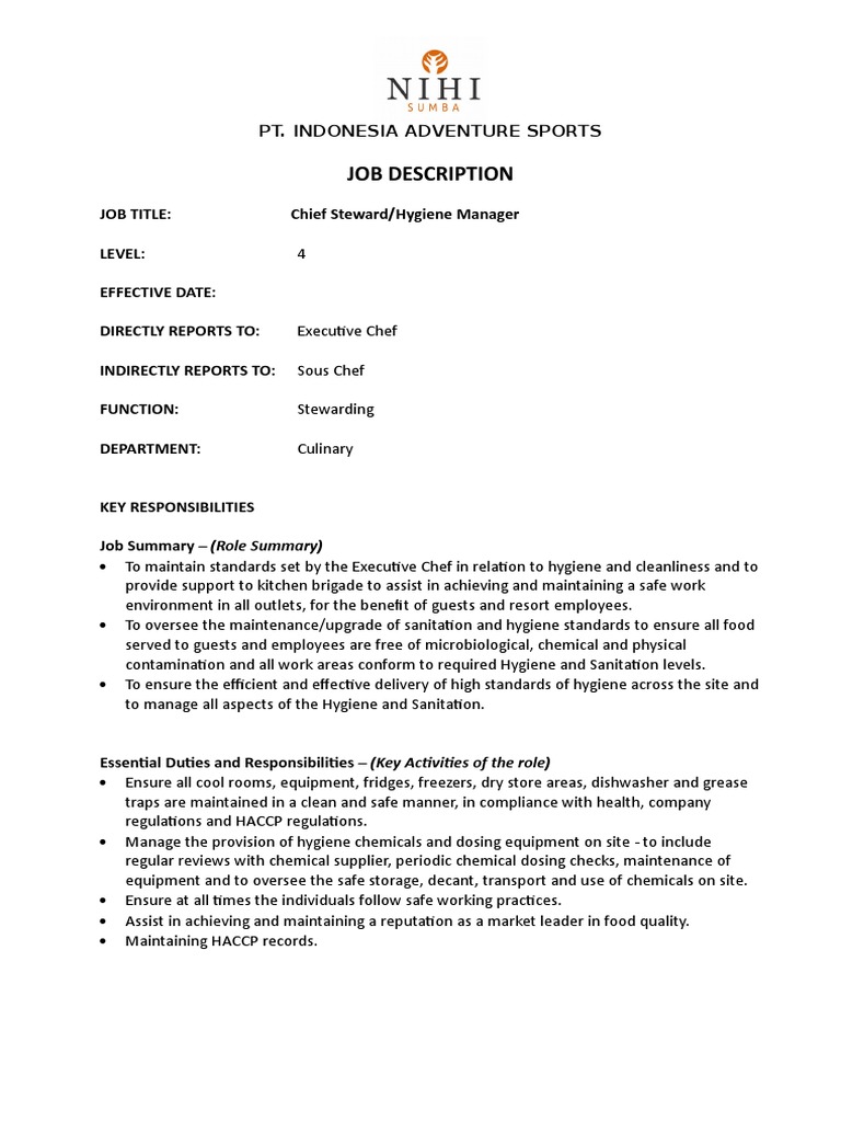 Maintaining Excellence: The Key Responsibilities of a Chief Steward and ...