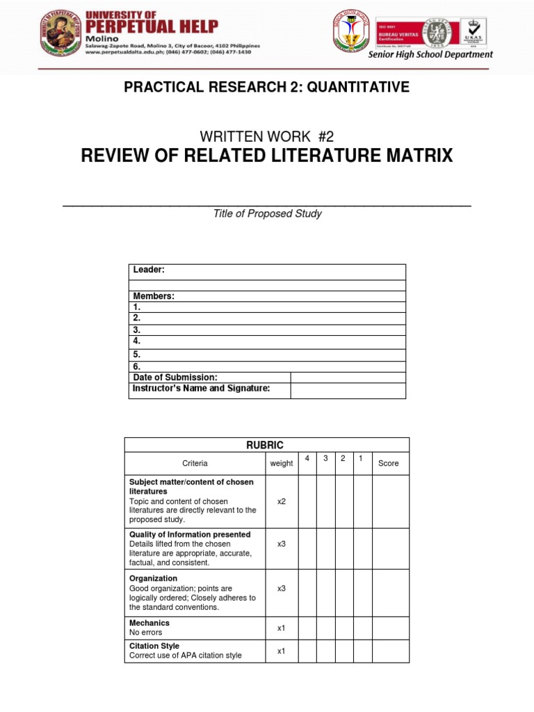 Template of RRL Matrix Ww2 | PDF | Data | Thesis