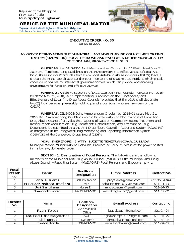 Executive Order 2019 30 Anti-Drug Abuse Council | PDF | Substance Abuse ...
