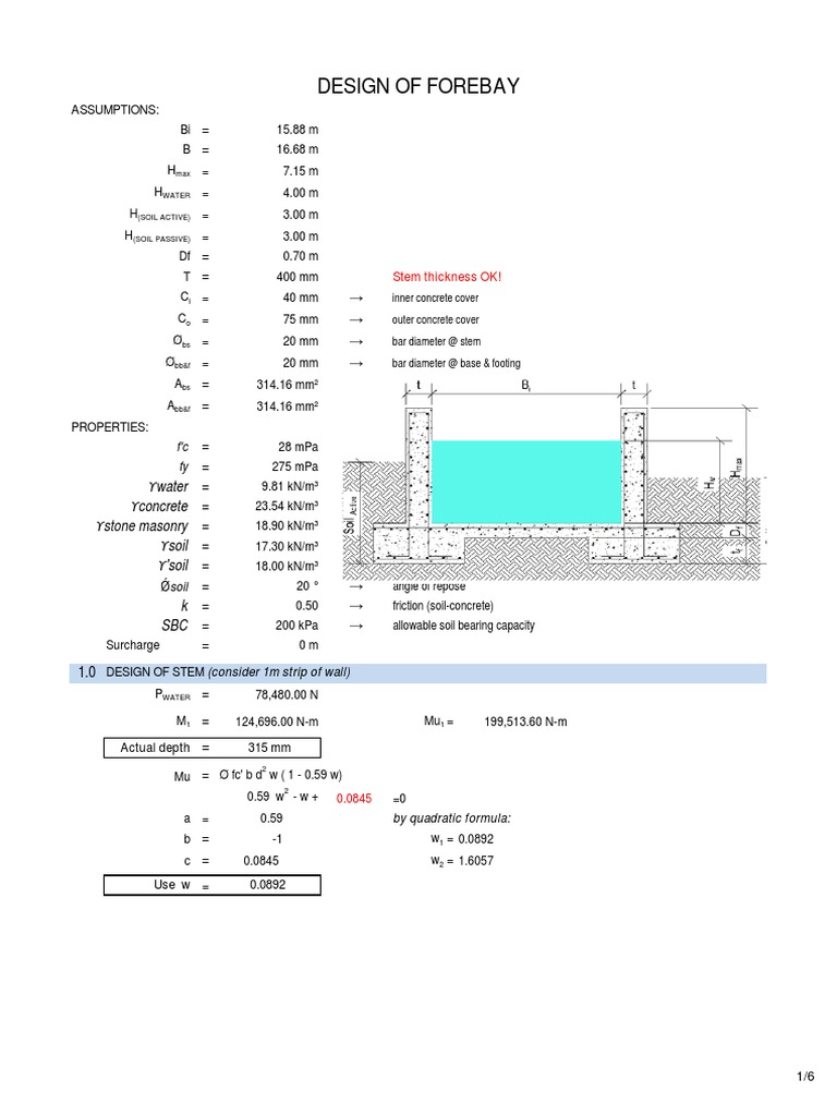 Forebay Design Analysis | PDF | Structural Engineering | Economic Sectors