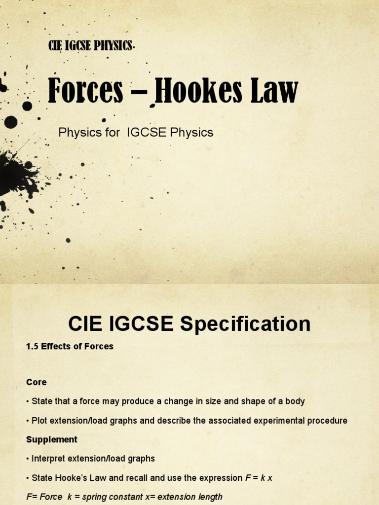 Forces - Hookes Law: Cie Igcse Physics | PDF | Force | Physics