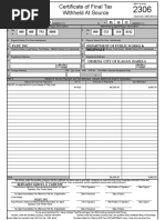 BIR Form 2306: Certificate of Final Tax Withheld | PDF | Withholding ...