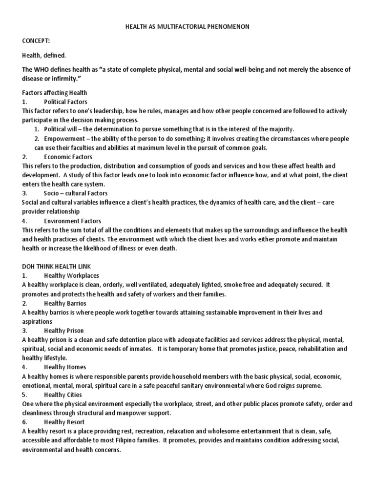 Health As Multifactorial Phenomenon2 | PDF | Wellness | Medical